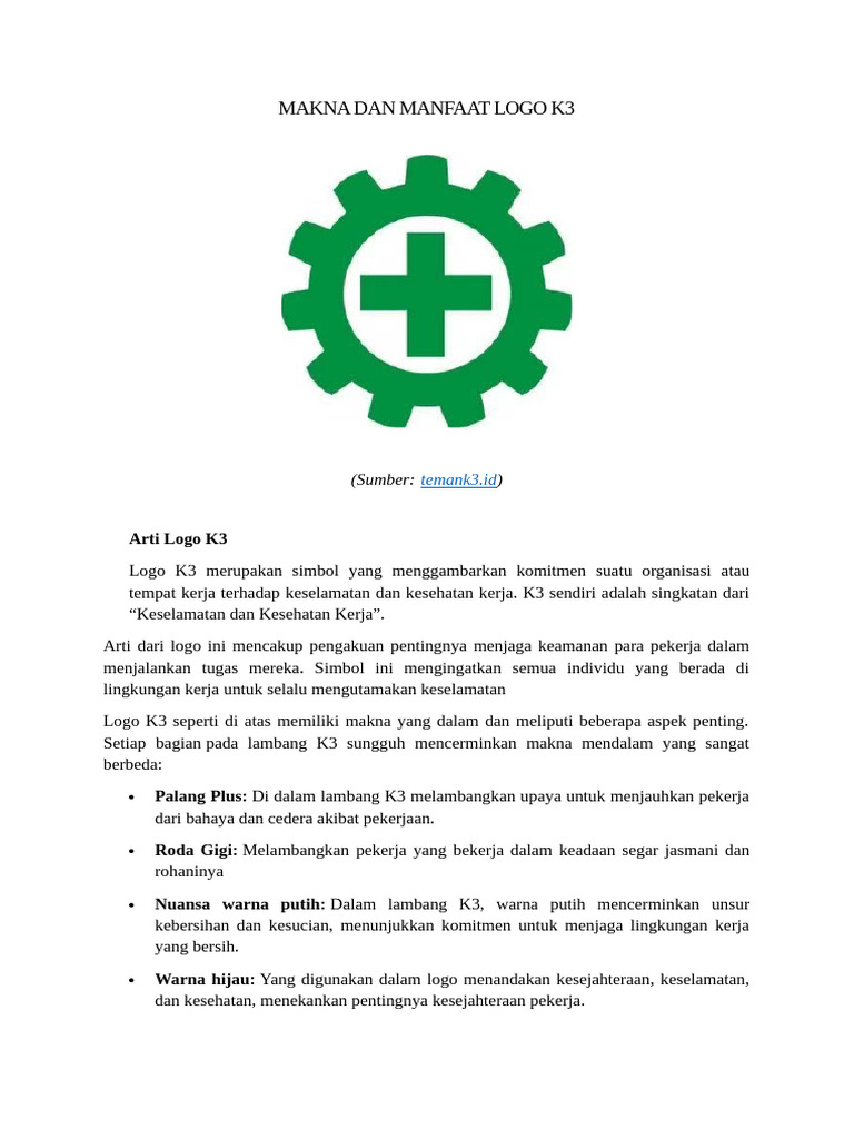 Makna Dan Manfaat Logo k3 | PDF