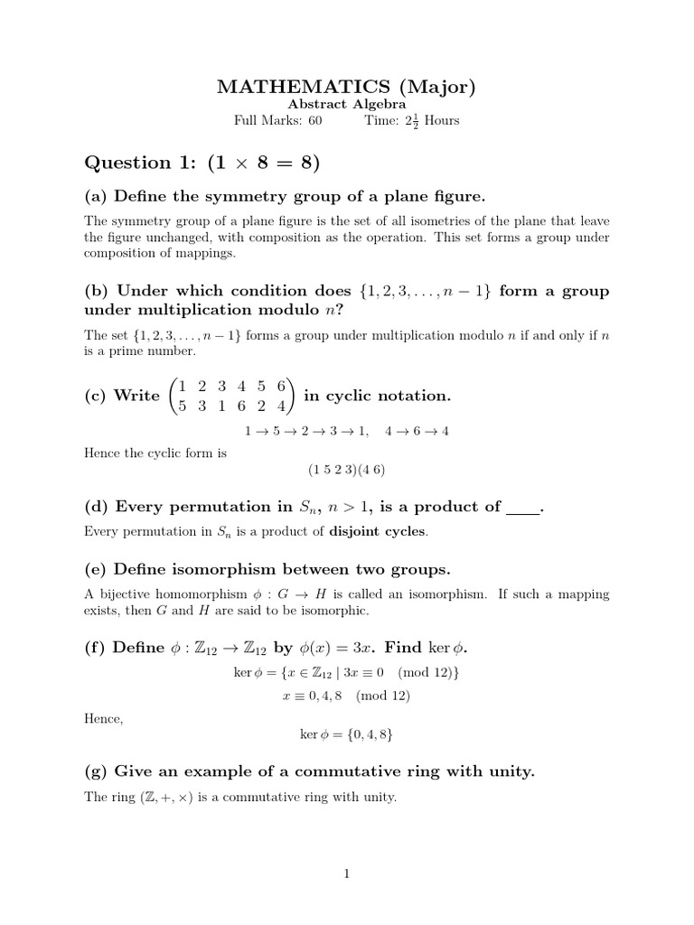 Abstract Algebra 2025 | PDF | Group (Mathematics) | Ring (Mathematics)