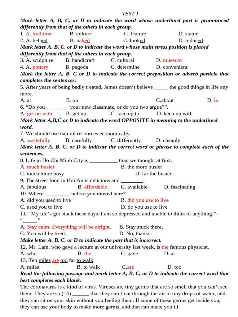 Pronunciation and Grammar Test | PDF | Cost Of Living | Earthquakes