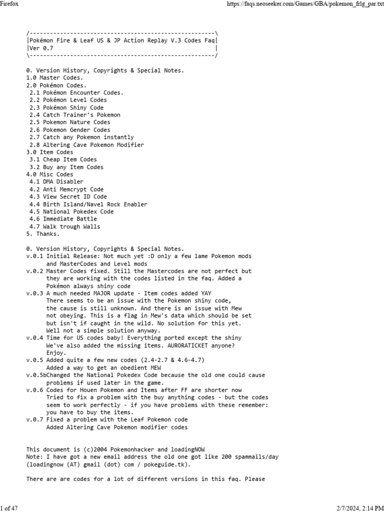 pokemon_frlg_par.txt | PDF | Pokémon