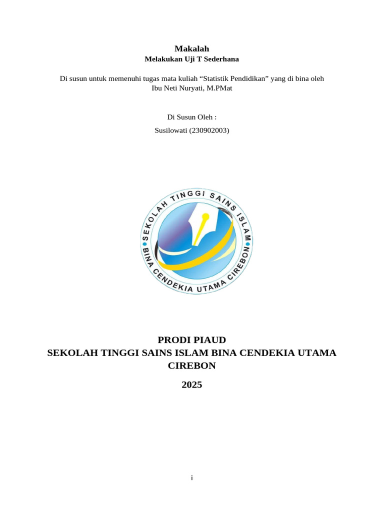 Panduan Uji T Sederhana dalam Statistik | PDF