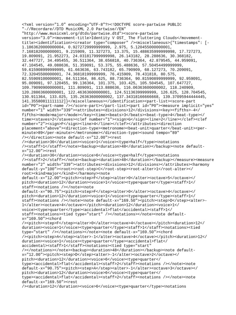 Identity v OST_ the Fluttering Clouds.musicxml | PDF