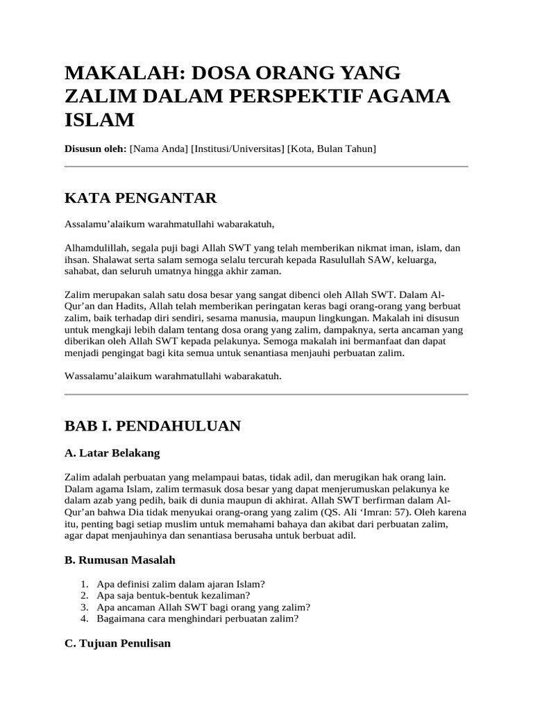 Dosa Zalim dalam Islam dan Dampaknya | PDF