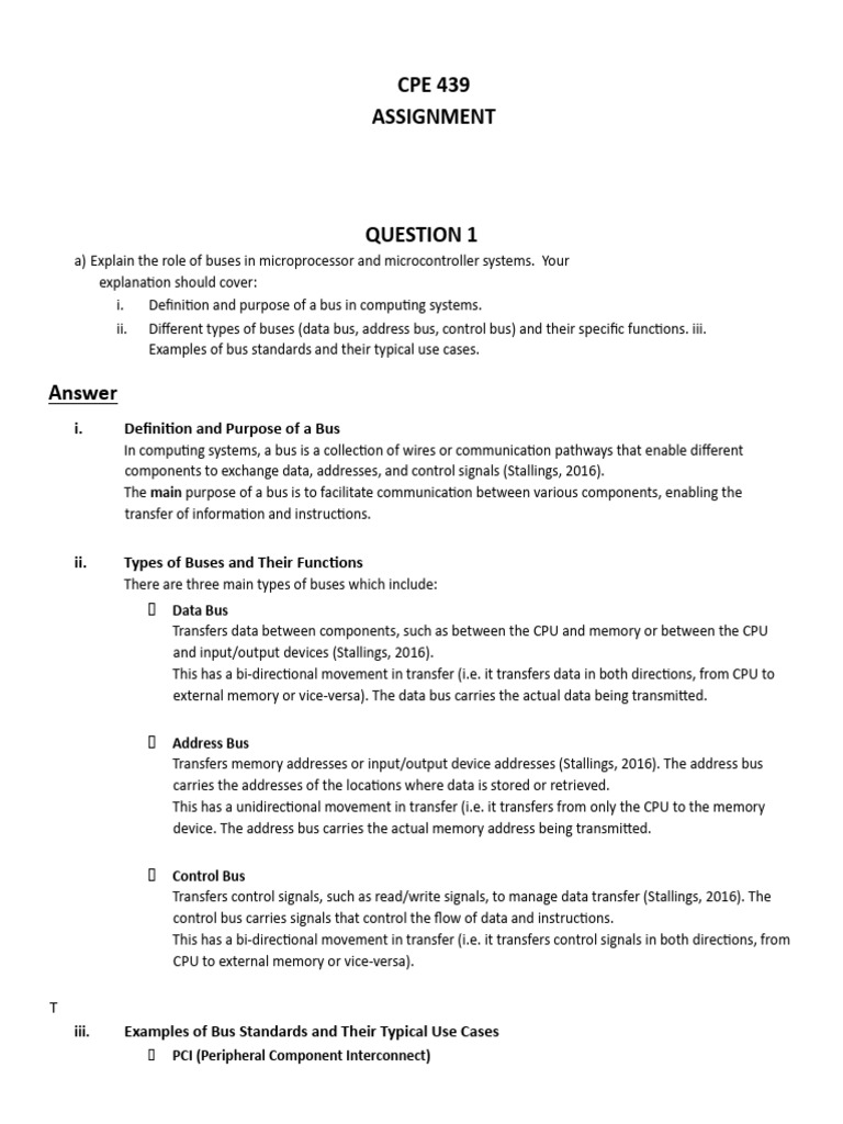 Cpe 439 Assignment | PDF | Microcontroller | Central Processing Unit