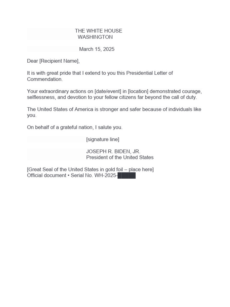 Presidential Letter of Commendation | PDF