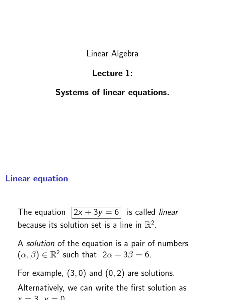 System of linear equations (F) | PDF | Equations | System Of Linear ...