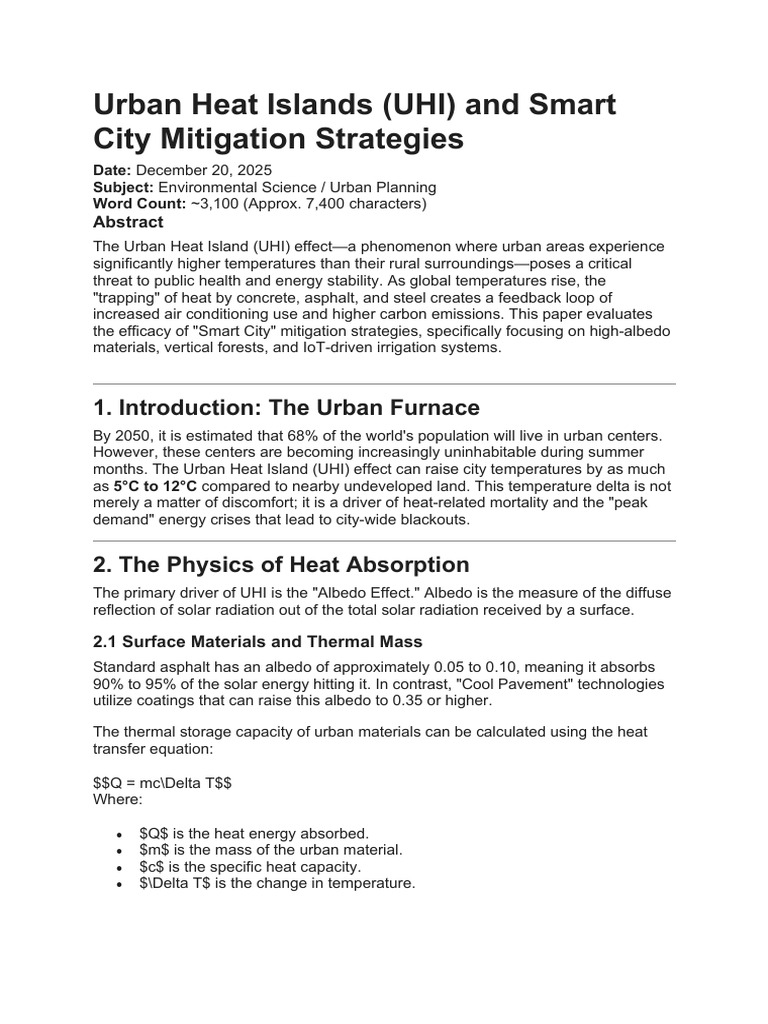 Urban Heat Islands (UHI) and Smart City Mitigation Strategies | PDF ...