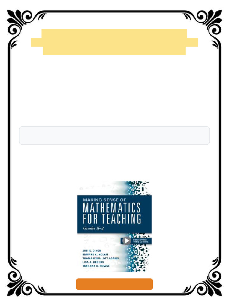 Making Sense of Mathematics for Teaching Grades K 2 1st Edition Juli K ...