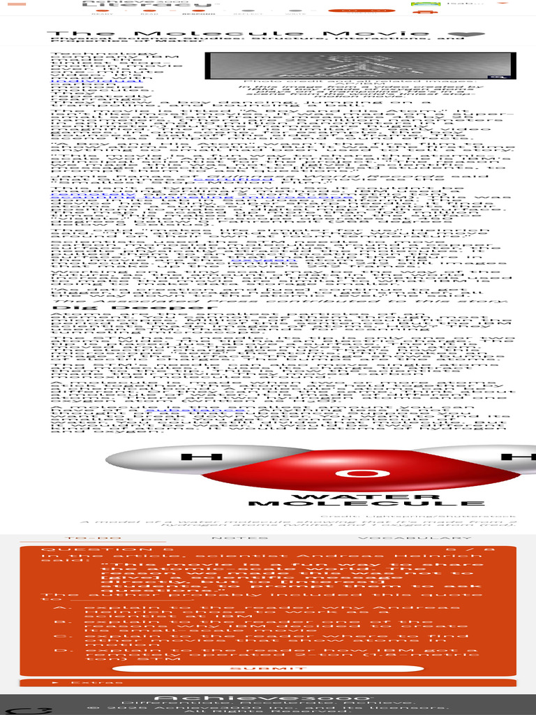 Achieve3000 Lesson | PDF | Atoms | Molecules