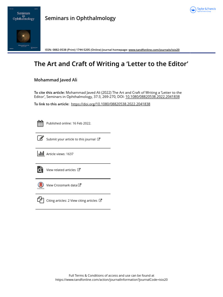Writing Effective Letters to Editors | PDF | Letter To The Editor