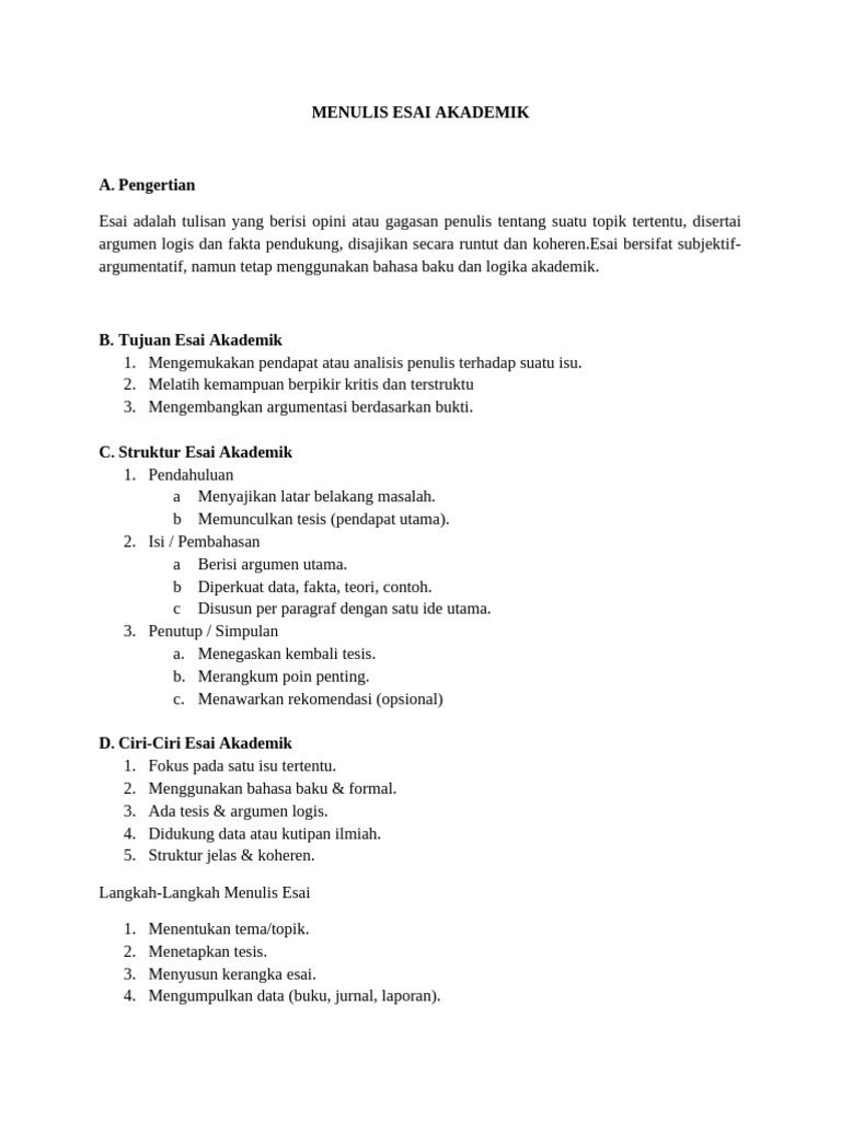 Materi Keterampilan Menulis (Esai ) | PDF
