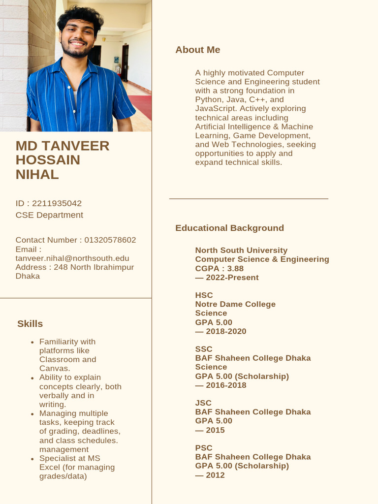 Computer Science Student Profile | PDF