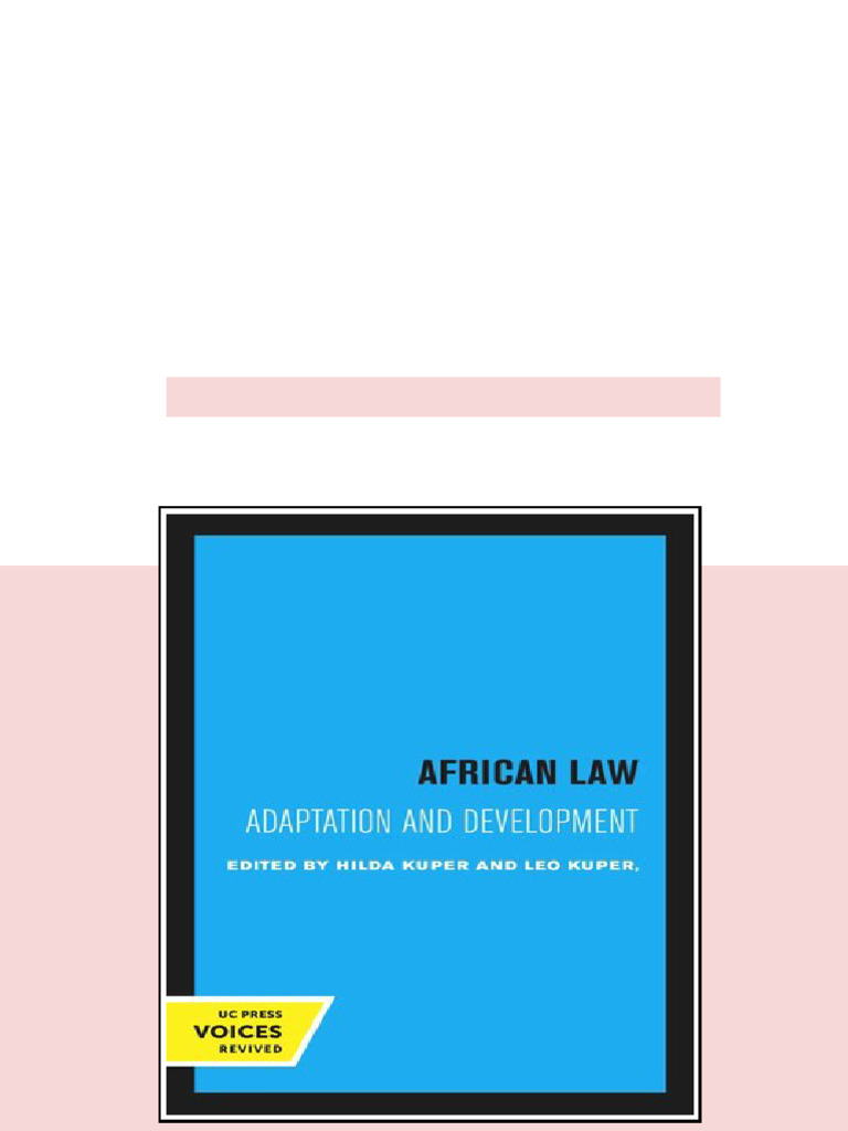 (Ebook) African Law Adaptation and Development by Hilda Kuper (editor ...