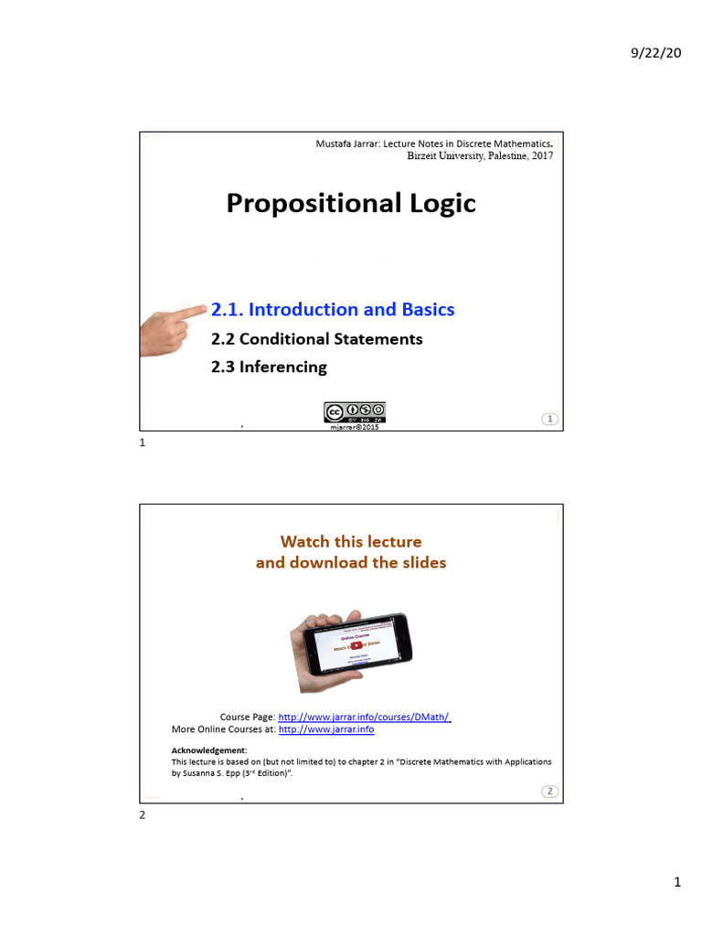 Jarrar Lecturenotes 2 1LogicalStatements | PDF | Logic | Mathematical Logic
