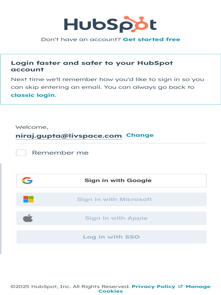 HubSpot Account Login Options | PDF