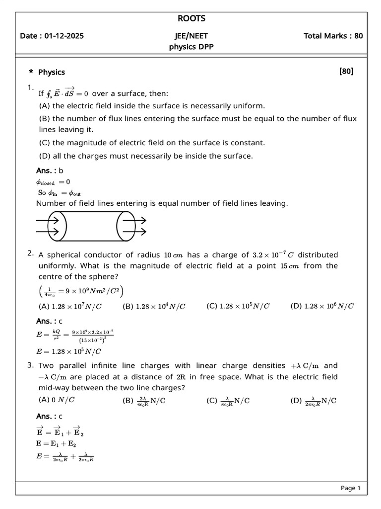 DPP Electeic Charge - Solution | PDF | Quantity | Electromagnetism