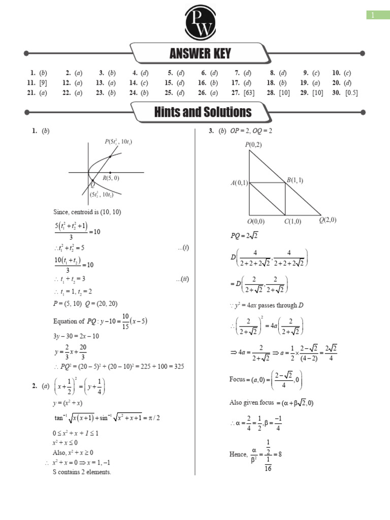 Math Problem Solutions and Key | PDF | Perpendicular | Euclidean Geometry