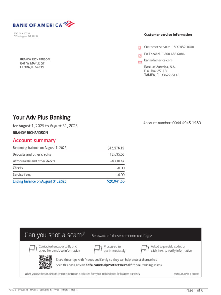 August 2025 Bank Statement Summary | PDF | Banks | Deposit Account
