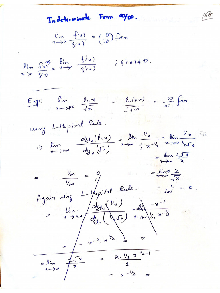 Calculus Notes (Indeterminate Form) | PDF