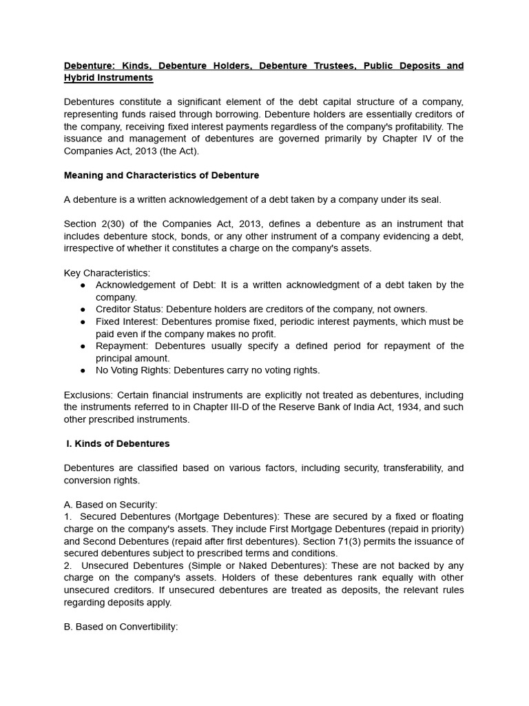Debentures | PDF | Debenture | Debt