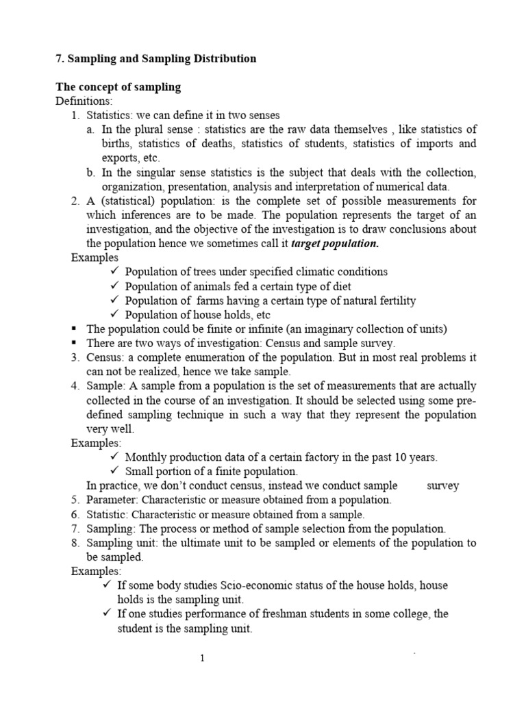 Sampling and Sampling Distribution | PDF | Sampling (Statistics ...