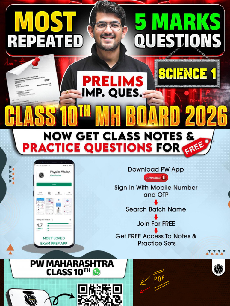 Most Repeated 5 Marks Questions_Science_Class 10th MH Board 2026 | PDF ...