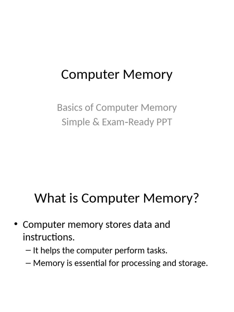 Computer Memory Presentation | PDF