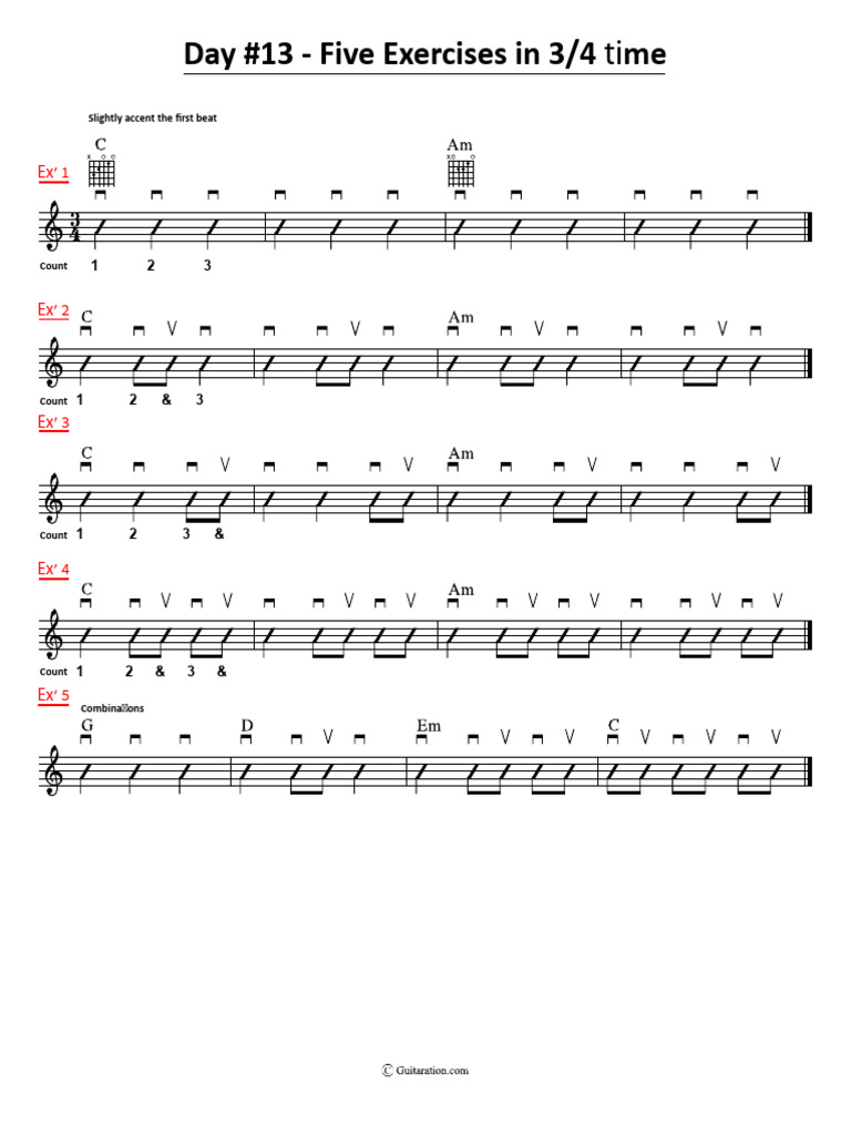 Guitar Strumming Patterns Chart 7 | PDF