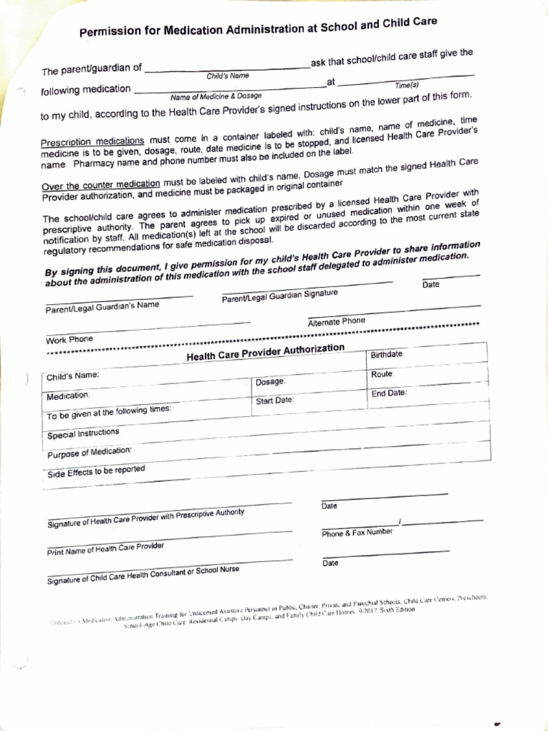 DCSD Medication Permission | PDF