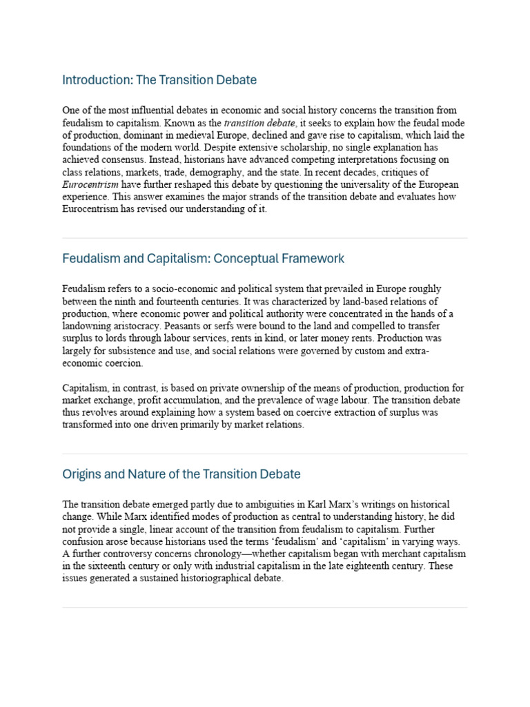Feudalism Debate | PDF