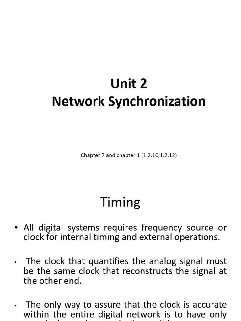 Unit 2-Network Synchronization | PDF | Public Switched Telephone ...