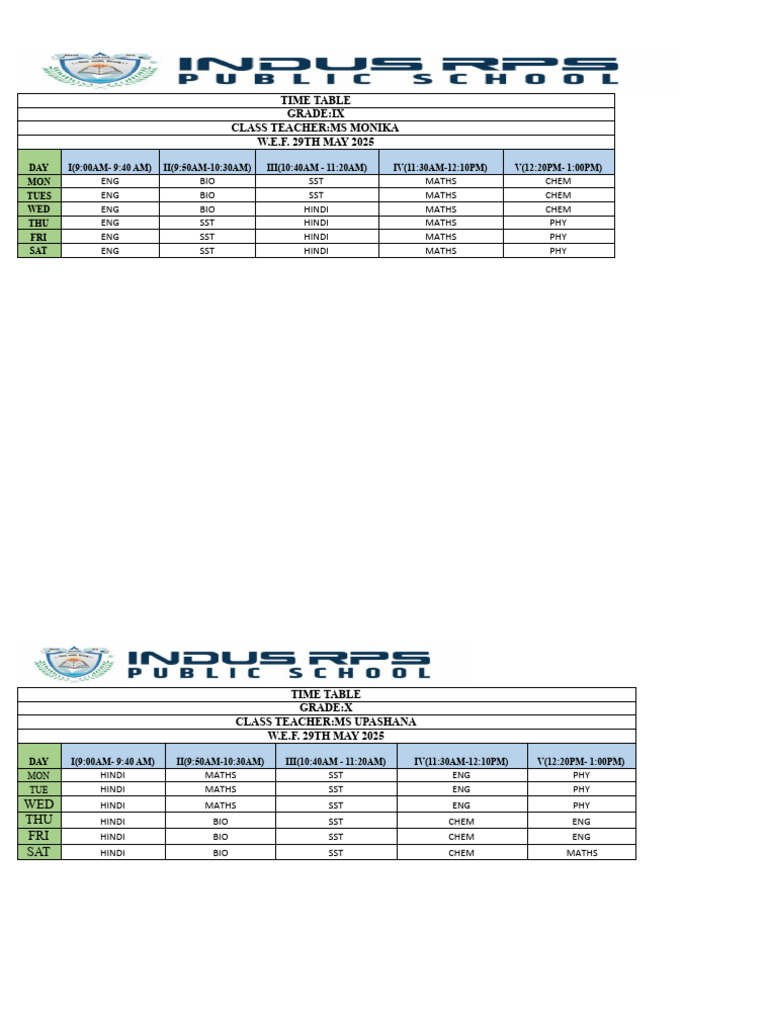 Online Class Time Table(29.05.2025)_removed | PDF