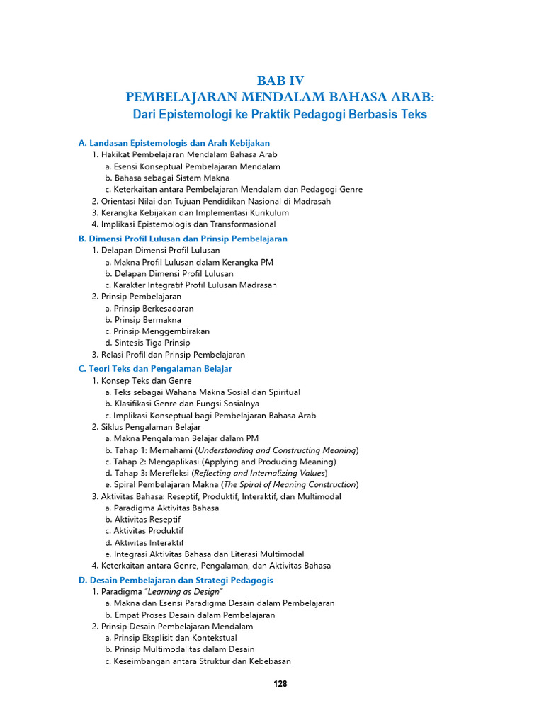 Telaah Kurikulum Dan Bahan Ajar Bahasa Arab Mi [Bab 04 Pm] | PDF