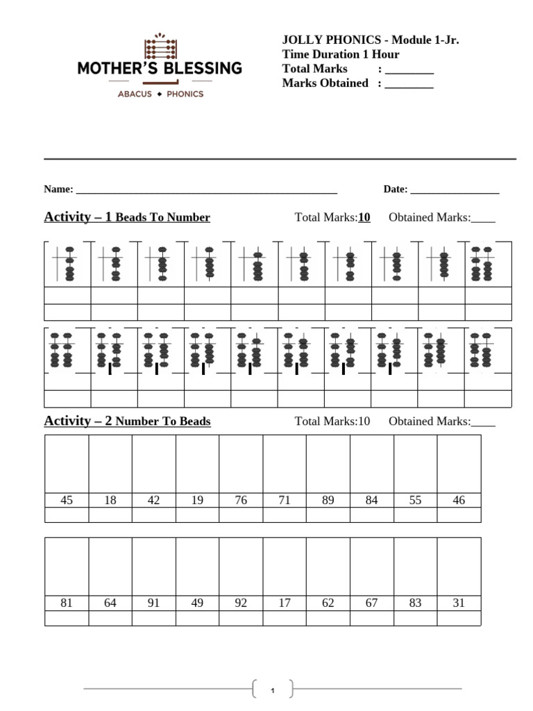 Abacus Paper Module 1 | PDF