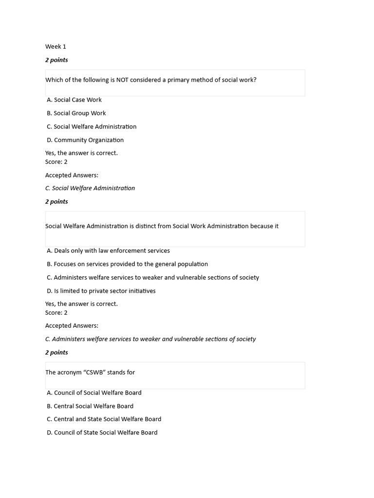 Only Weekly Quiz q's | PDF | Evaluation | Social Policy