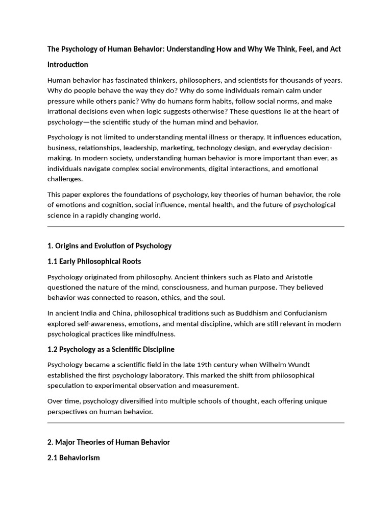 The Psychology of Human Behavior | PDF | Psychology | Emotions