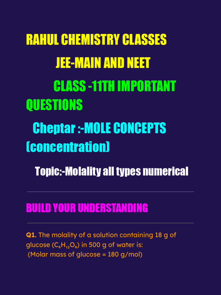 Molality all types numerical | PDF | Molar Concentration | Chemistry
