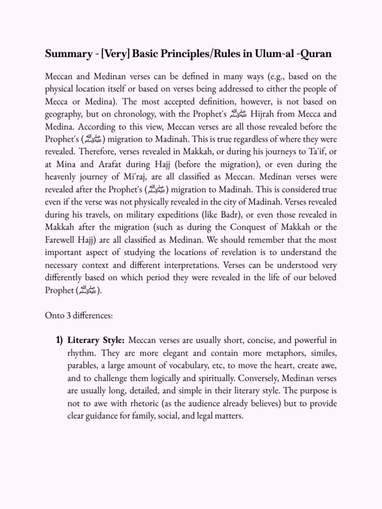 Basic Principles of Ulum Al Quran | PDF | Quran | Islam