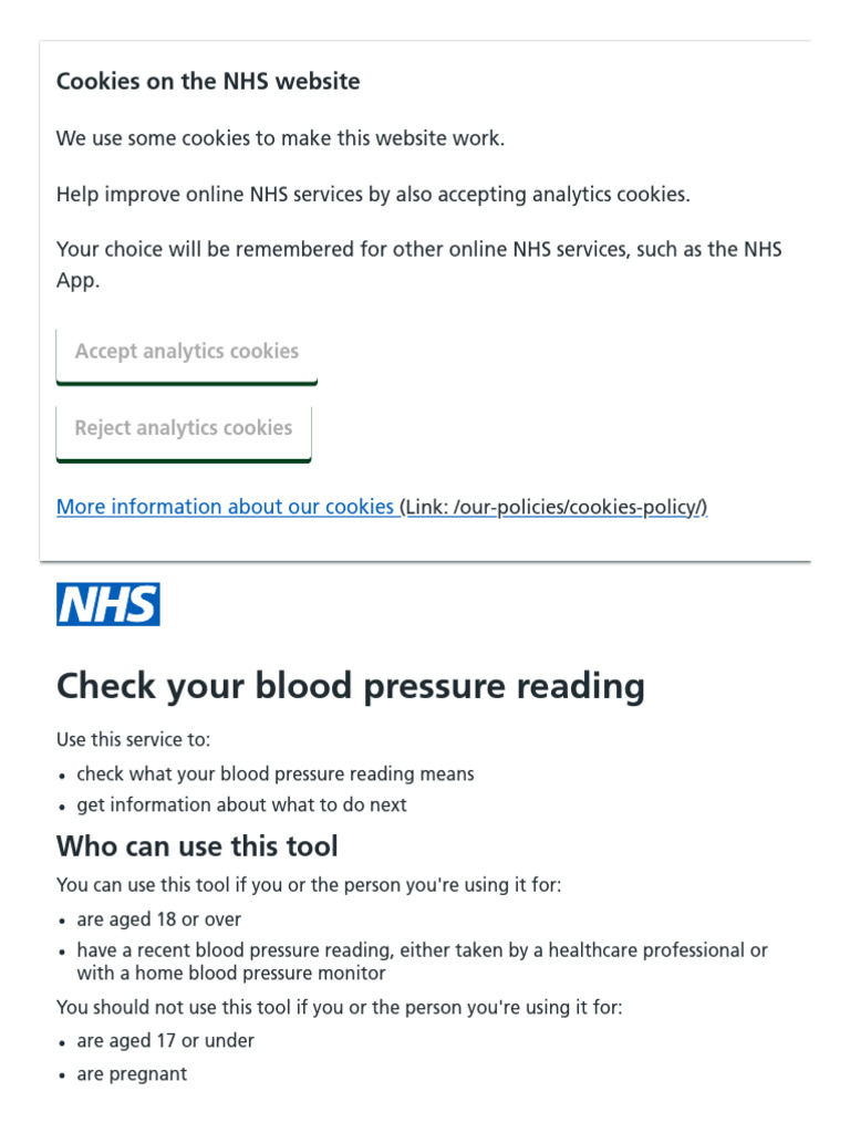 Check Your Blood Pressure Reading - NHS | PDF