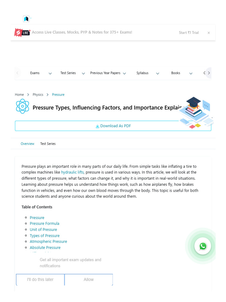 Pressure Types, Influencing Factors, And Importance Explained | PDF ...
