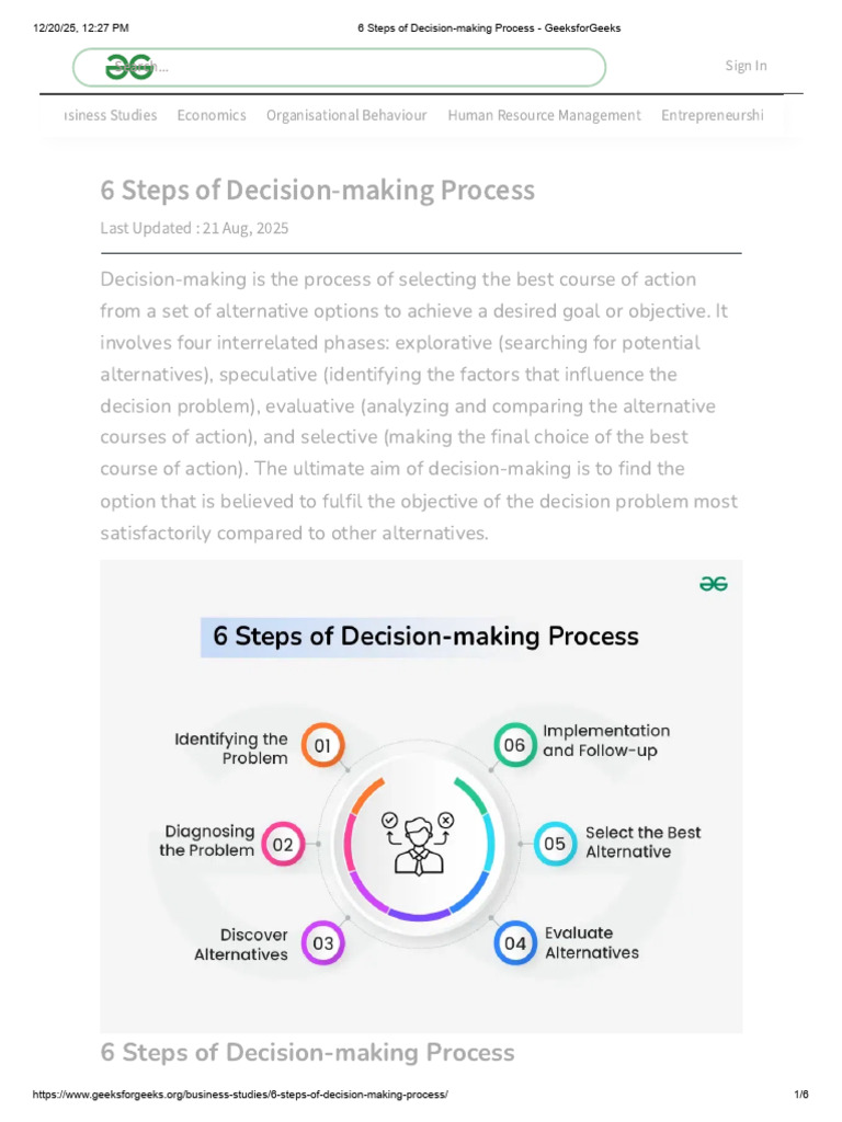 6 Steps in Decision-Making Process | PDF | Decision Making | Creativity