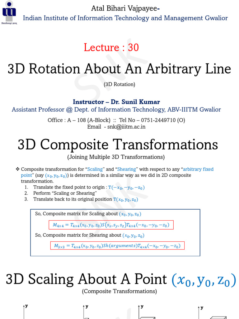 3D Rotation and Transformation Techniques | PDF | Cartesian Coordinate ...
