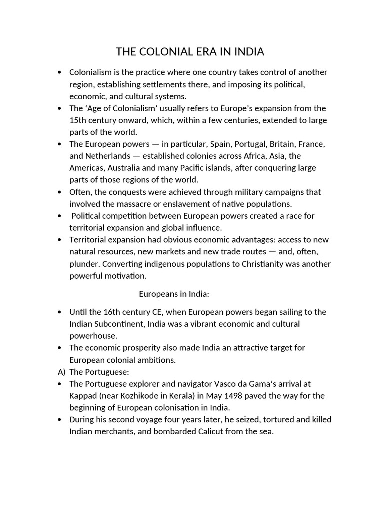 Colonial Rule and Impact in India | PDF | Colonial India | Indian ...