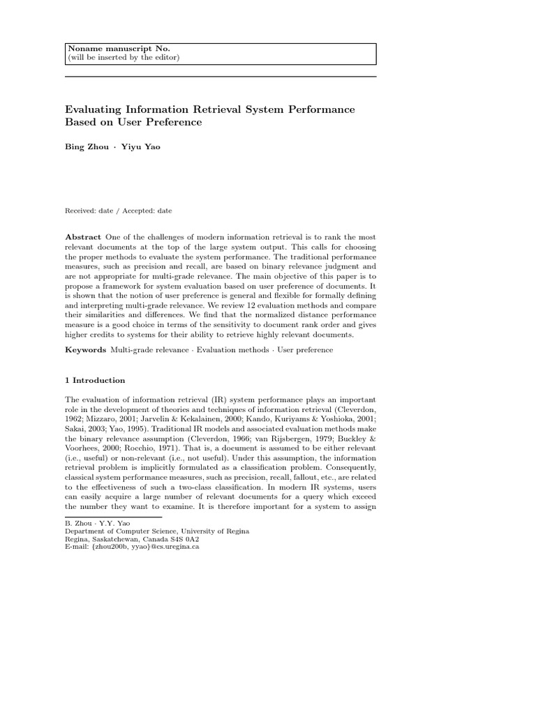 Information Retrieval Evaluations | PDF