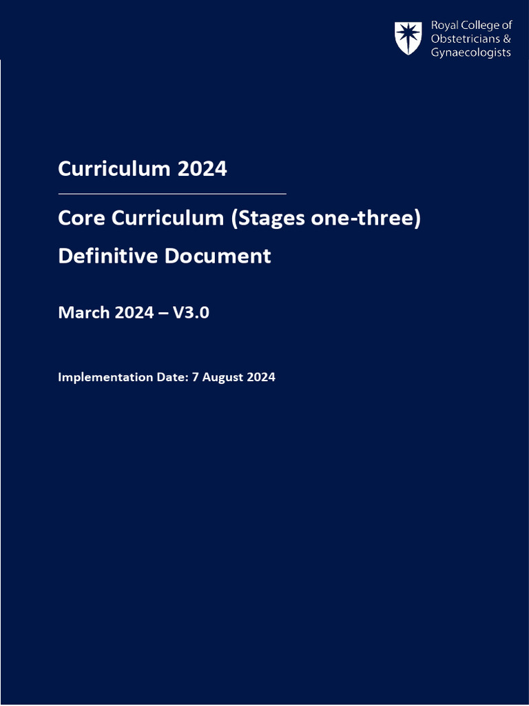 Core Curriculum for O&G Training 2024 | PDF | Gynaecology | Patient Safety