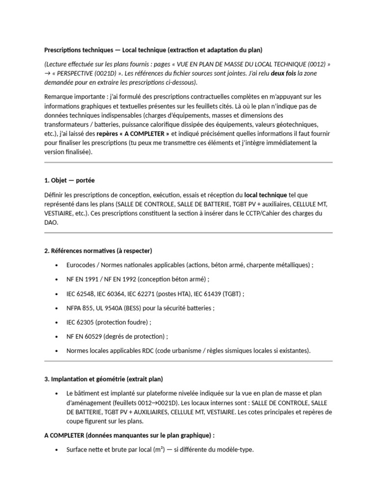 Prescriptions Techniques pour Local Technique | PDF | Bois (matériau de ...