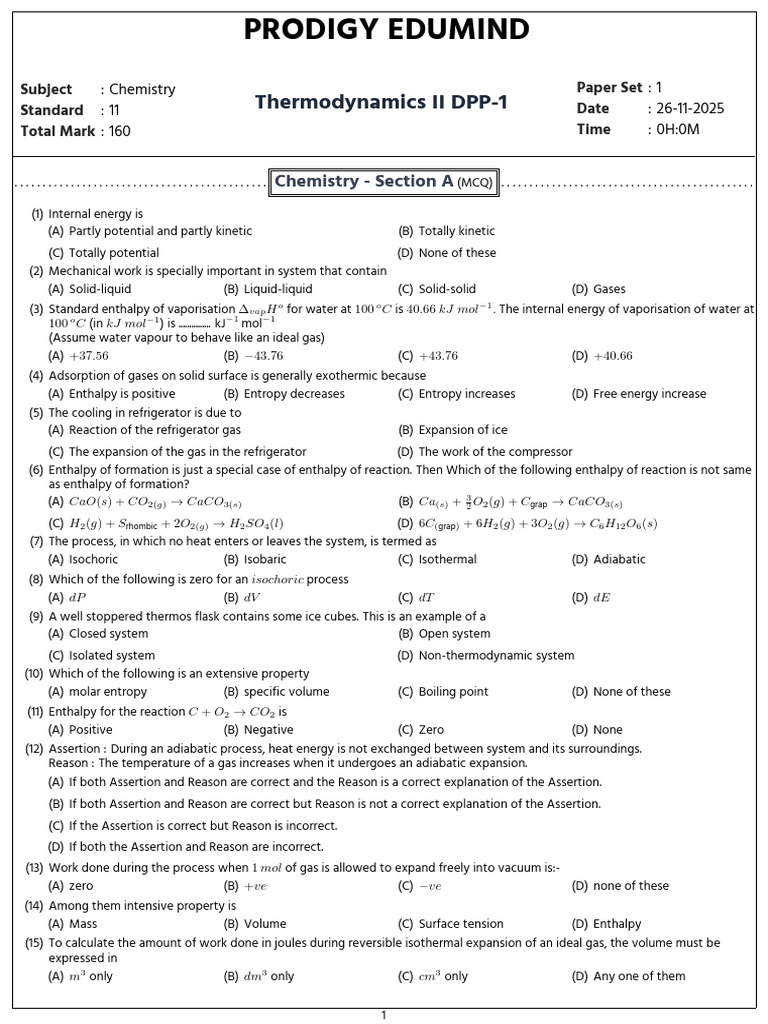 Thermodynamics_II_DPP-1__979656 notes _1_1764171531 | PDF | Enthalpy ...