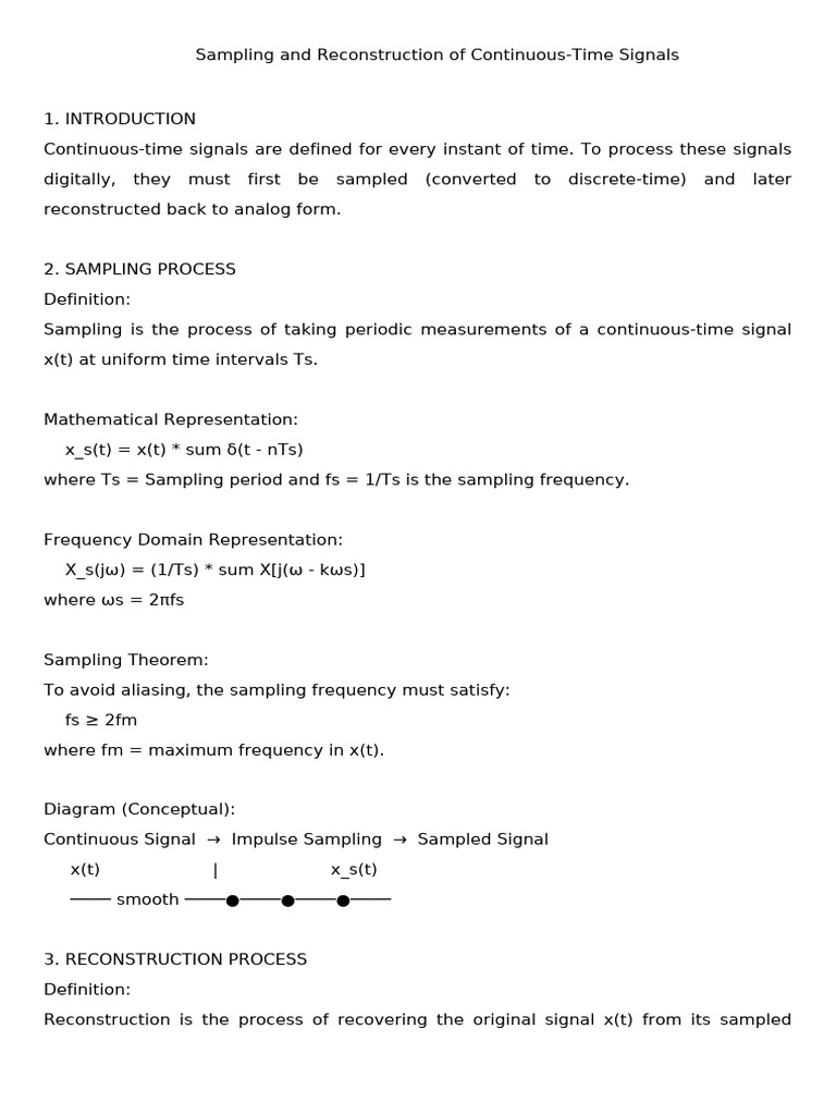 Sampling and Reconstruction of Signals | PDF