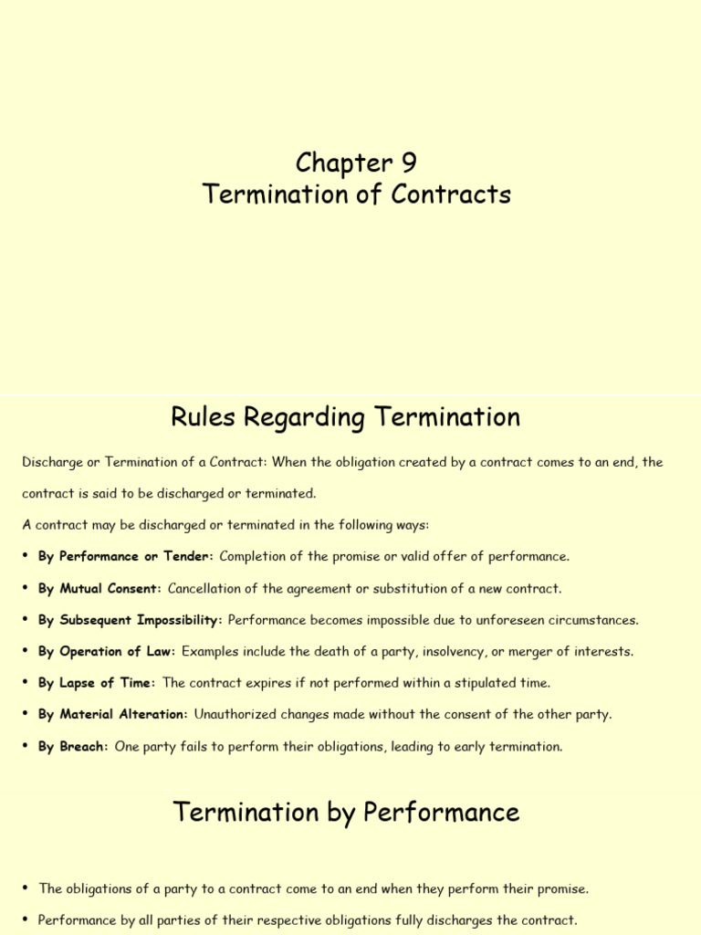 Chapter-9 Termination of Contract | PDF | Void (Law) | Justice
