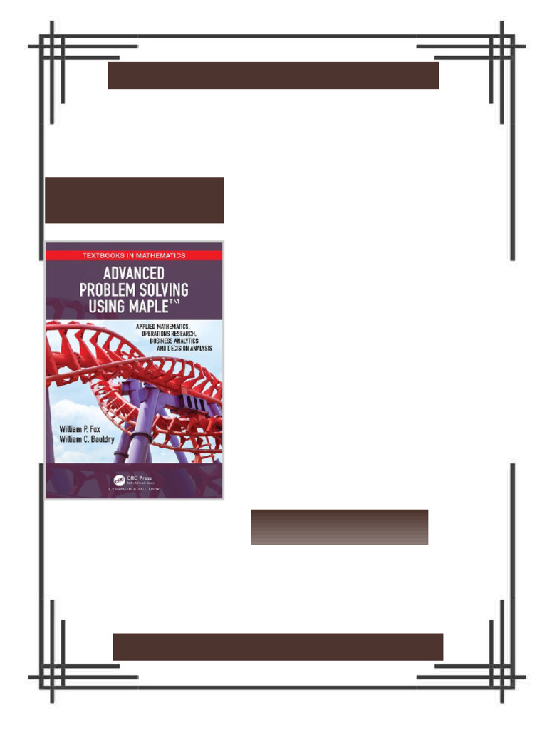 Advanced Problem Solving Using Maple Applied Mathematics Operations ...